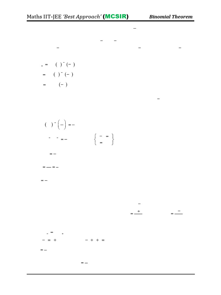 Binomial Theorem SheetSolution | PDF | Mathematics | Complex Analysis