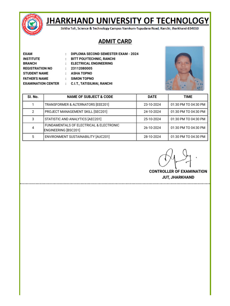 Admit Card | PDF