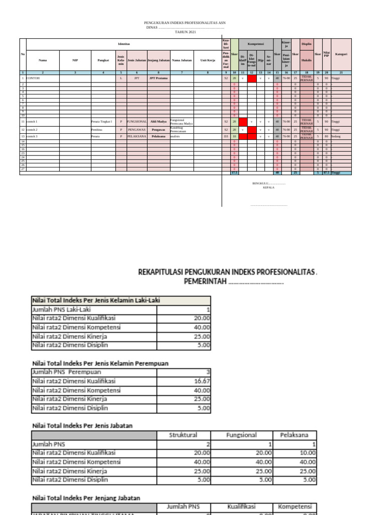 Form Pip 2021 Untuk Opd | PDF