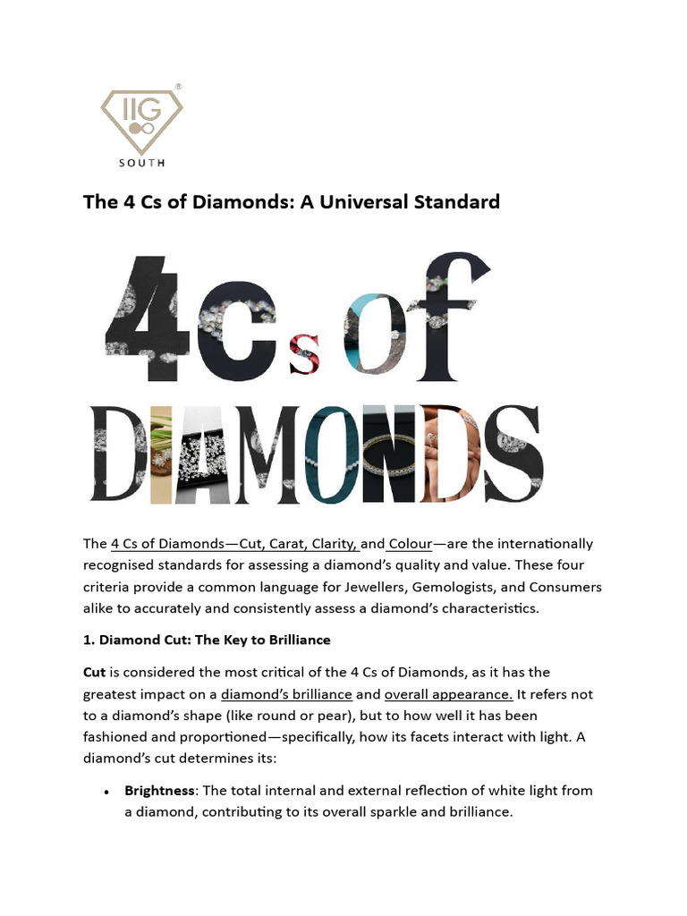 The 4 Cs of Diamonds: A Universal Standard | PDF | Diamond | Superhard ...