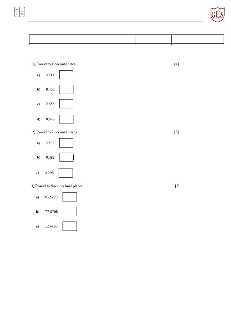 Rounding Decimals WS 8 - S2 | PDF
