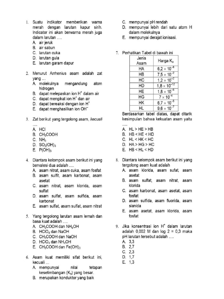 Latihan Soal Asam Basa | PDF