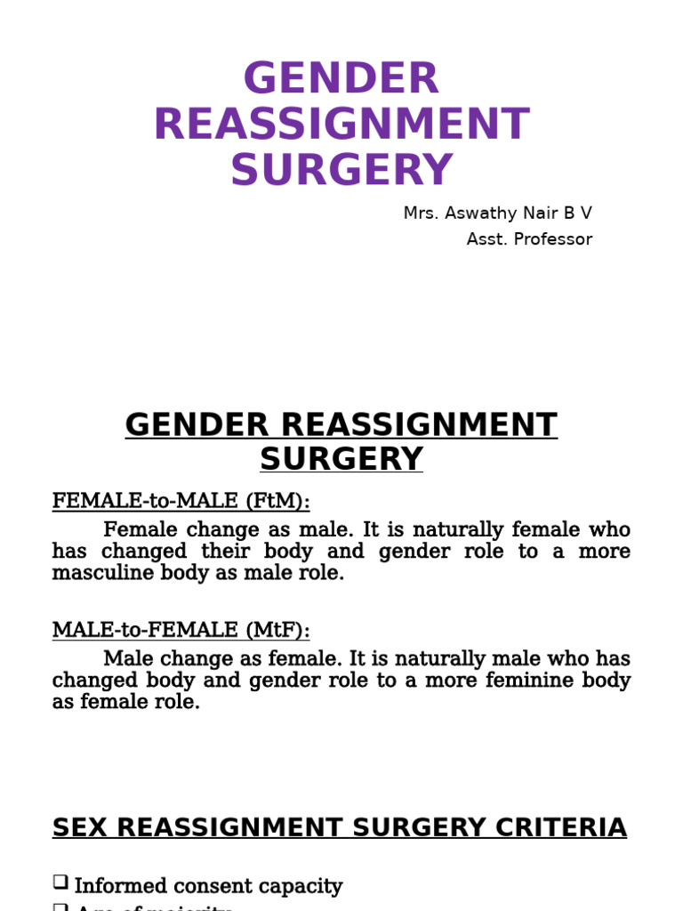 Gender Reassignment Surgery | PDF
