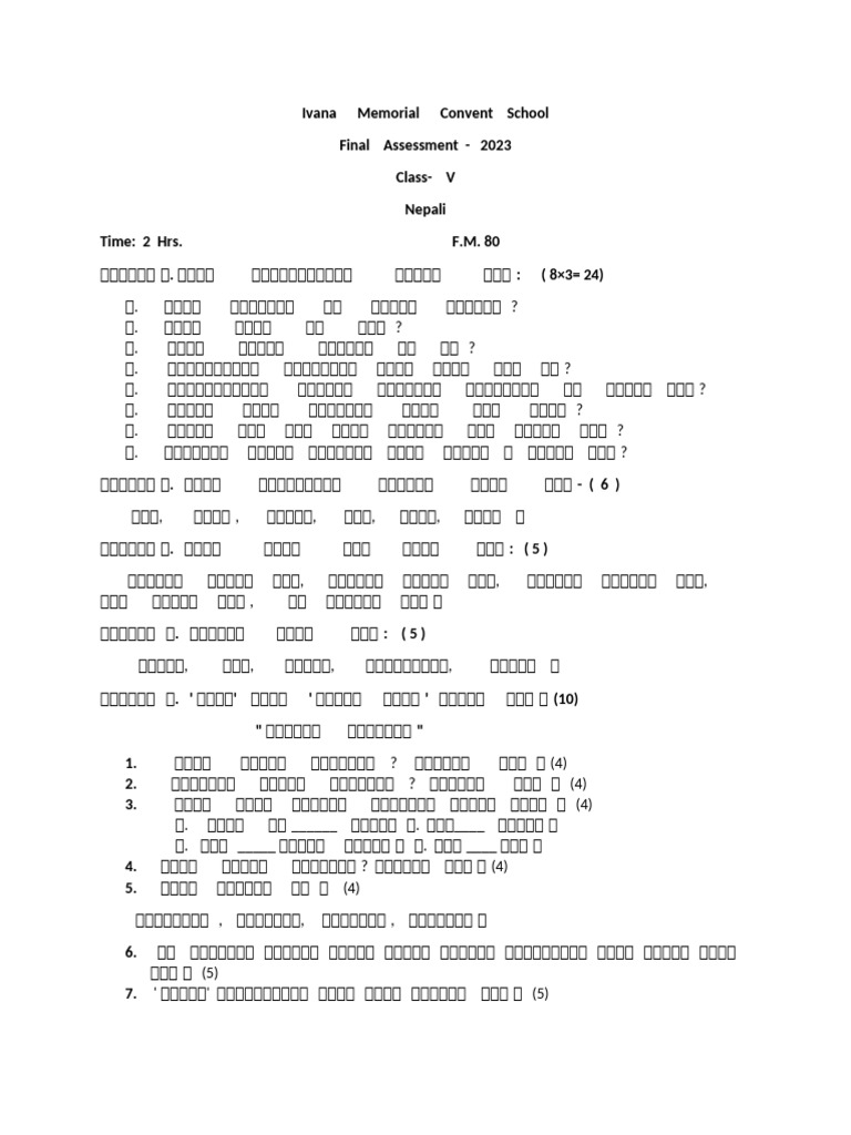 Nepali Class 5 | PDF