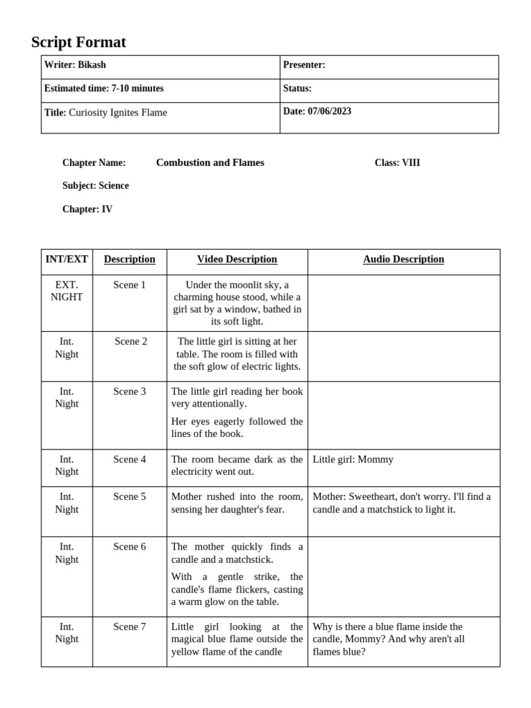 Structure of Flame NERIE STUDIO Script | PDF | Combustion | Candle