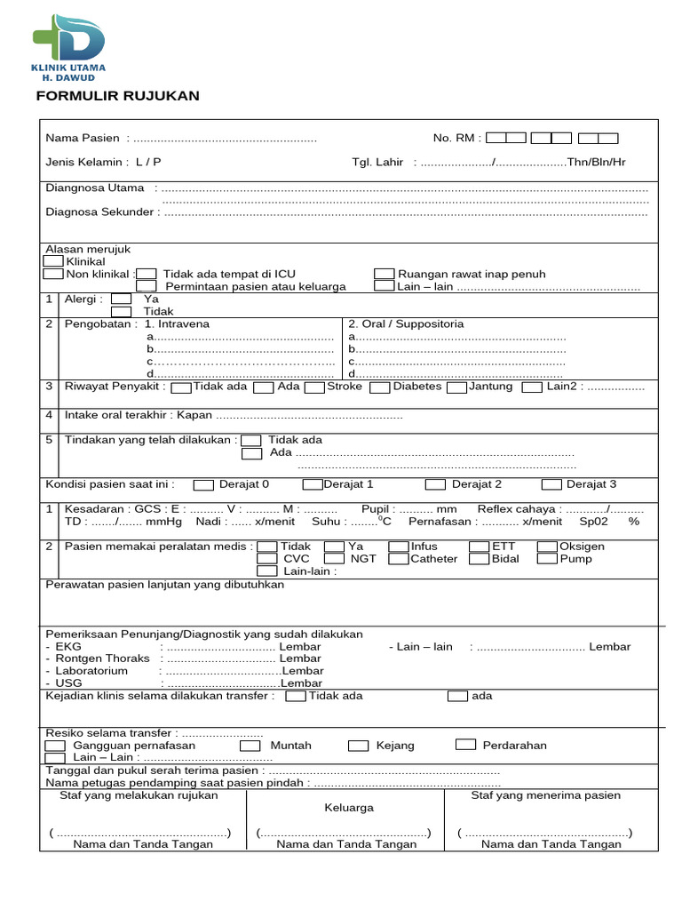 Formulir Rujukan Ke Rs | PDF
