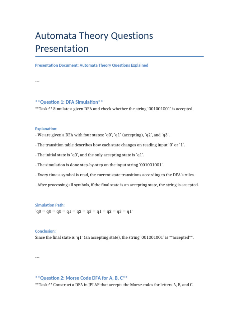 Automata Theory Presentation | PDF | Regular Expression | Applied ...