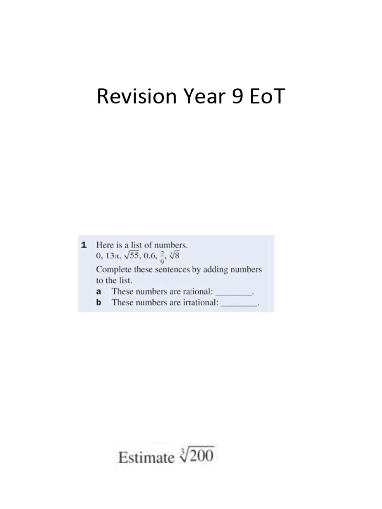 Ws Revision Year 9 EoT | PDF