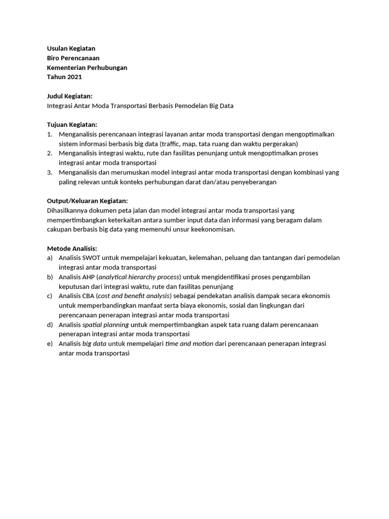 Integrasi Moda Transportasi Big Data | PDF