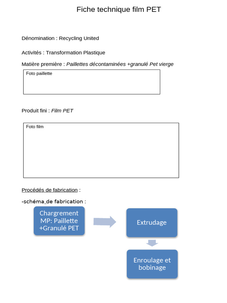 Fiche Technique Extrudeuse Film PET 2025 | PDF