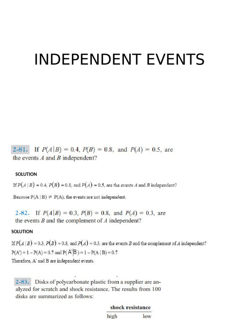 Independent & Dependent Events | PDF