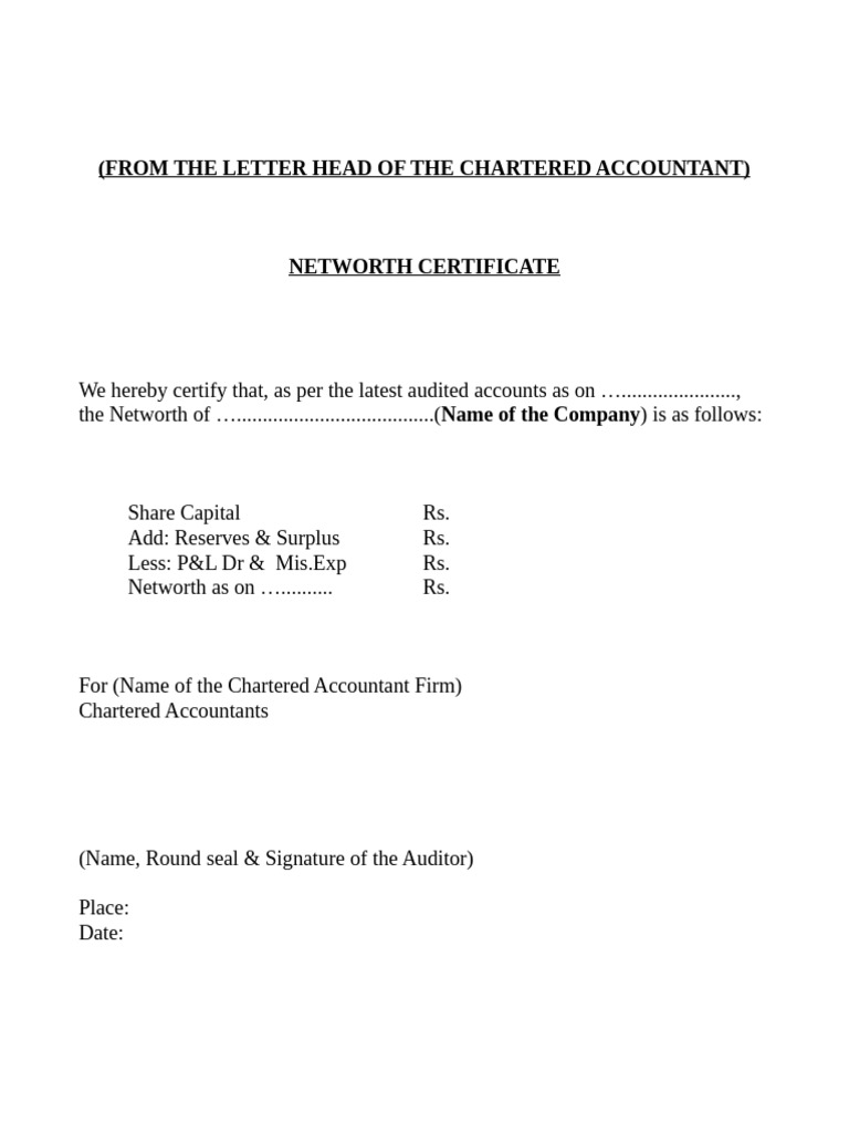 Attachment 3 - Networth Certificate | PDF