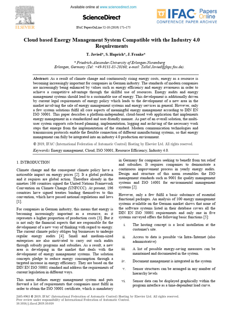 3 Cloud Based Energy Management System Compatible With the I 2019 IFAC PapersO | PDF | Economies ...