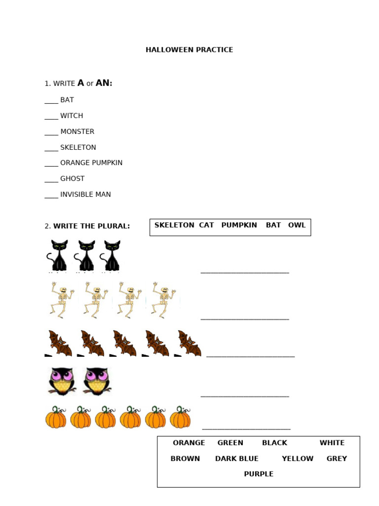 UNIT 1 Halloween Worksheet YS2 | PDF