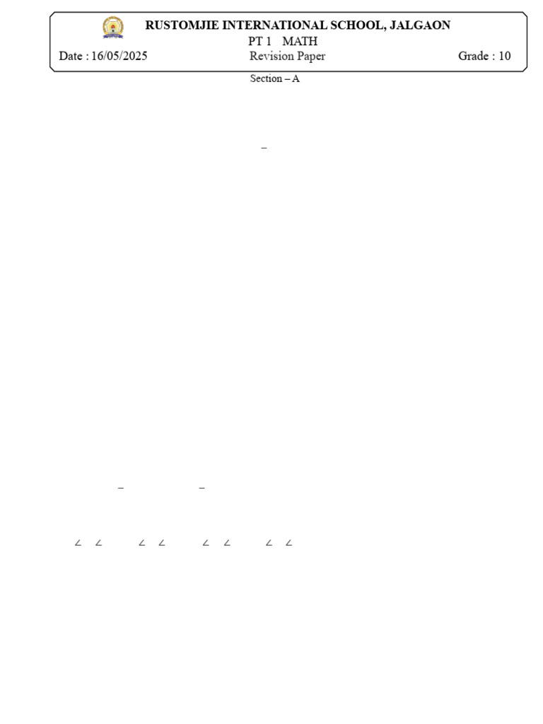 PT 1 - Grade 10 Math Revision Paper | PDF | Polynomial | Factorization