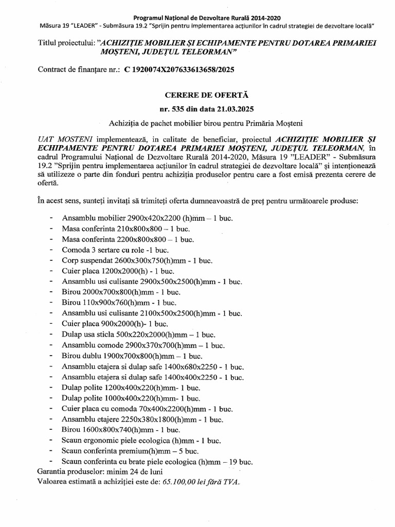 Cerere Oferta Mobilier | PDF