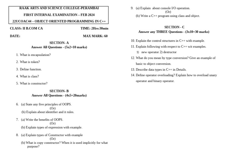 Oops Ia1-II b Com CA Qp | PDF
