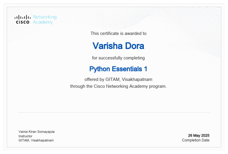 Certificate Vdora2 Gitam in Ebd6c84c Feb0 4ec4 Ba9a E04ef9171a87 | PDF