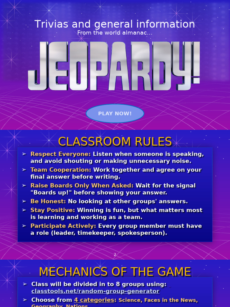 Jeopardy Quiz Bowl Classroom Guide | PDF