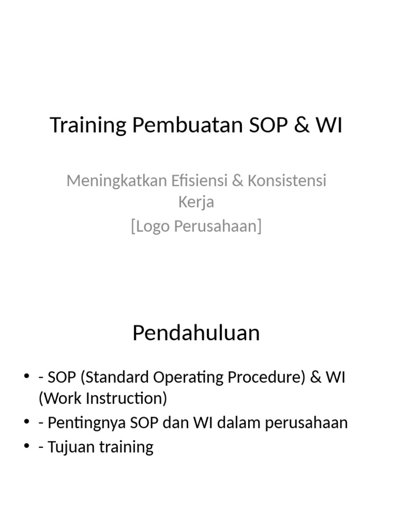 Training SOP Dan WI Pabrik Kelapa Sawit | PDF