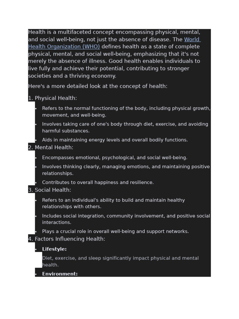 Understanding Health: A Holistic Approach | PDF