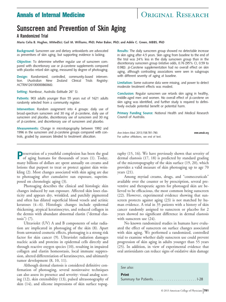 Sunscreen Use and Skin Aging Study | PDF | Skin