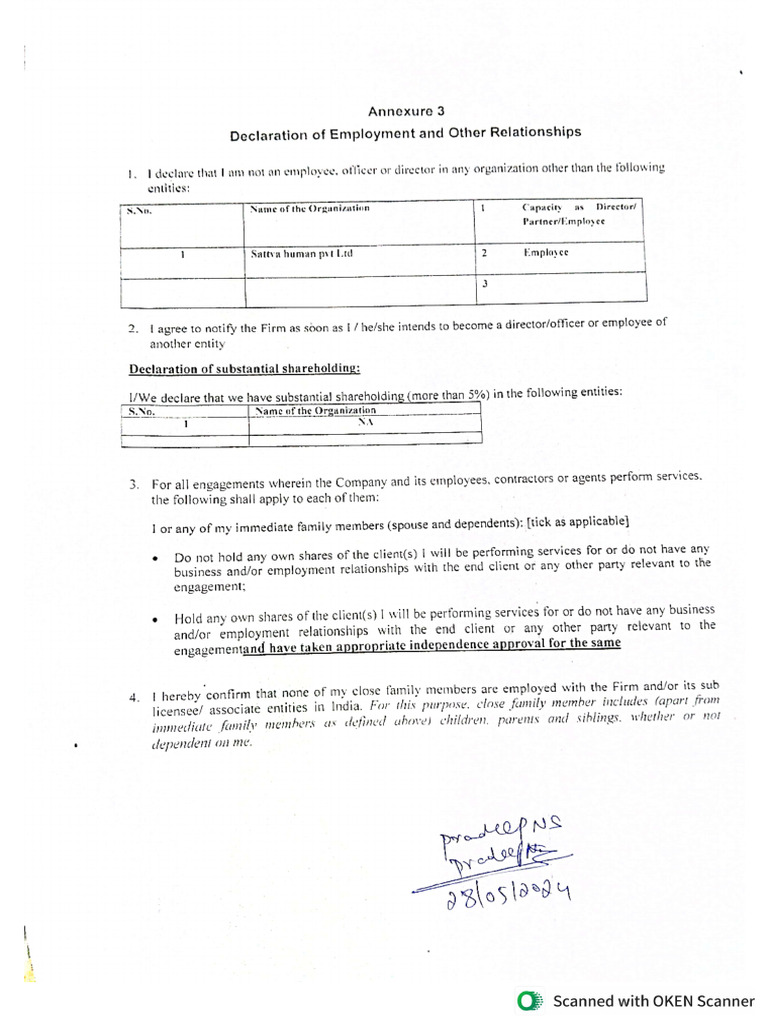 Annexure 3 Declaration | PDF