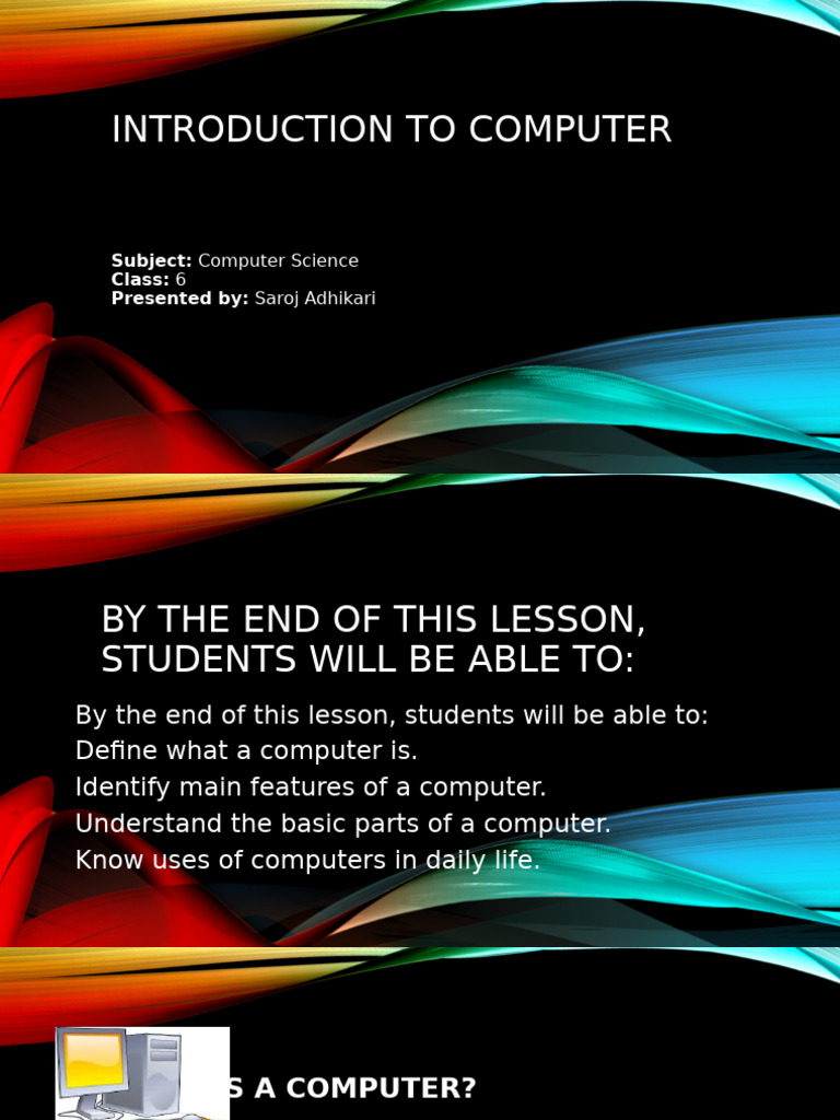 Introduction To Computer | PDF | Input/Output | Computer Keyboard