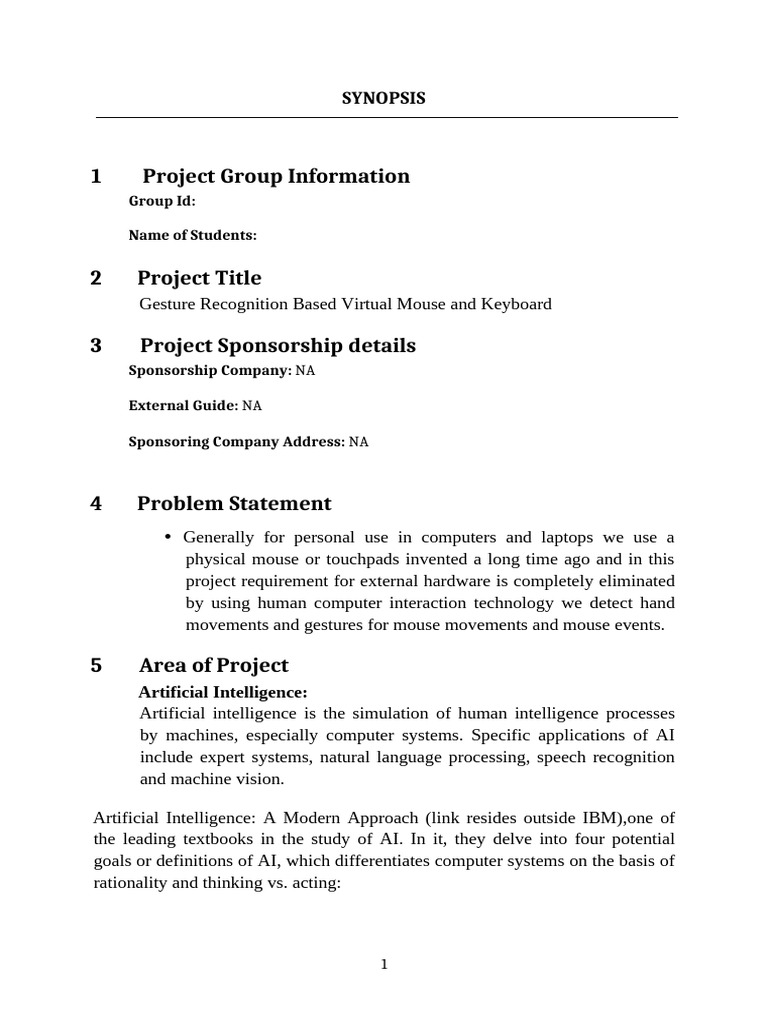 Gesture-Based Virtual Mouse Project | PDF | Artificial Intelligence ...