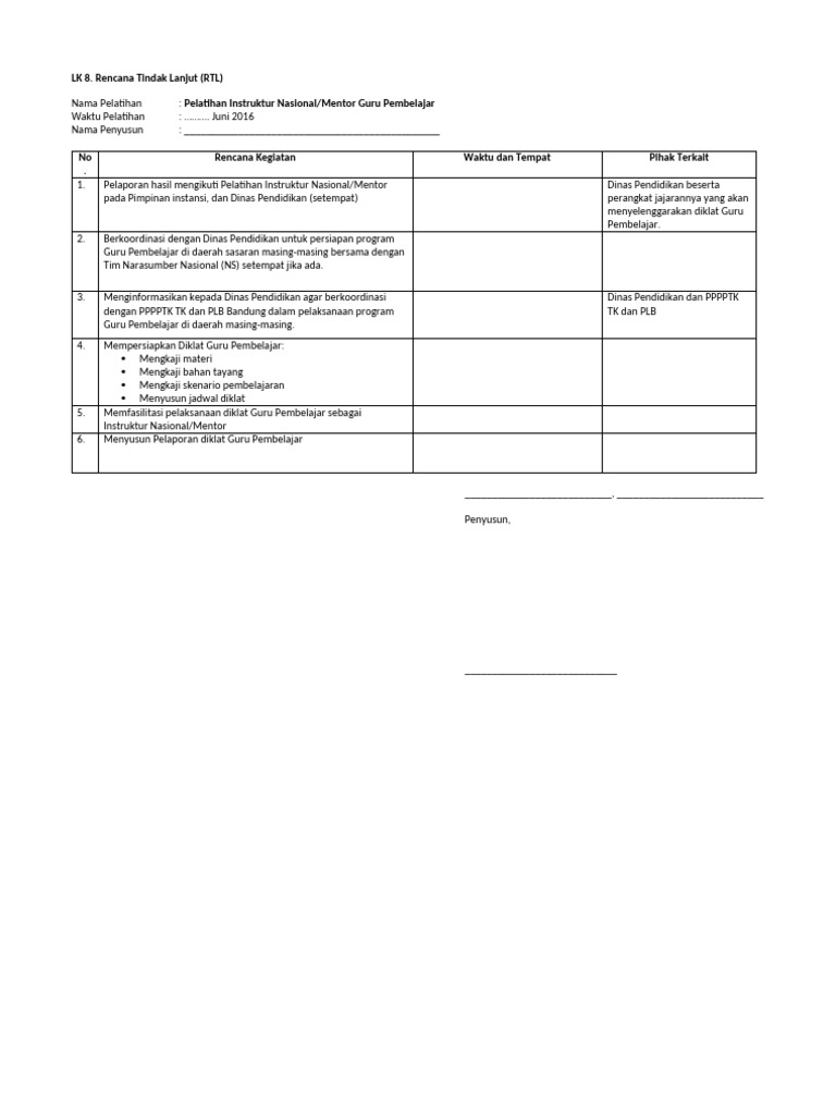 LK 8 Format RTL IN-A3 - Pontianak | PDF