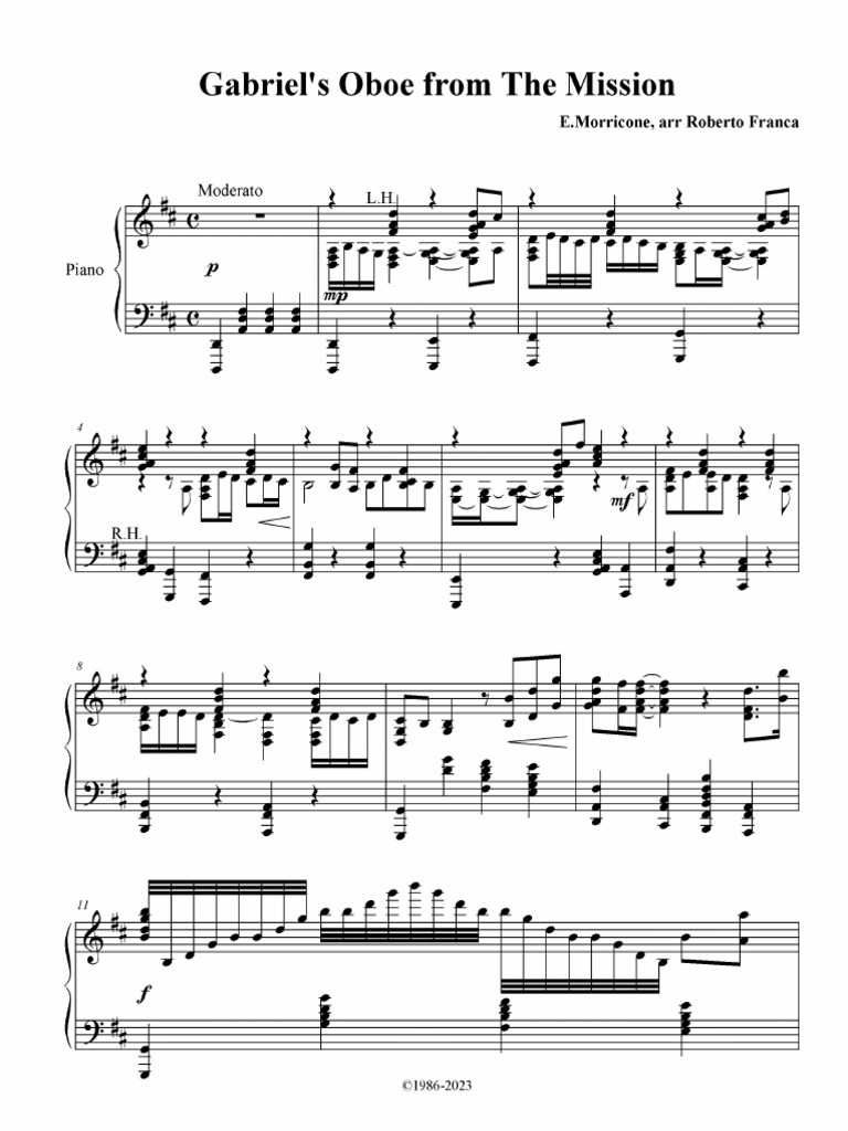 2) Gabriel's Oboe Morricone, Piano Arr Roberto Franca | PDF