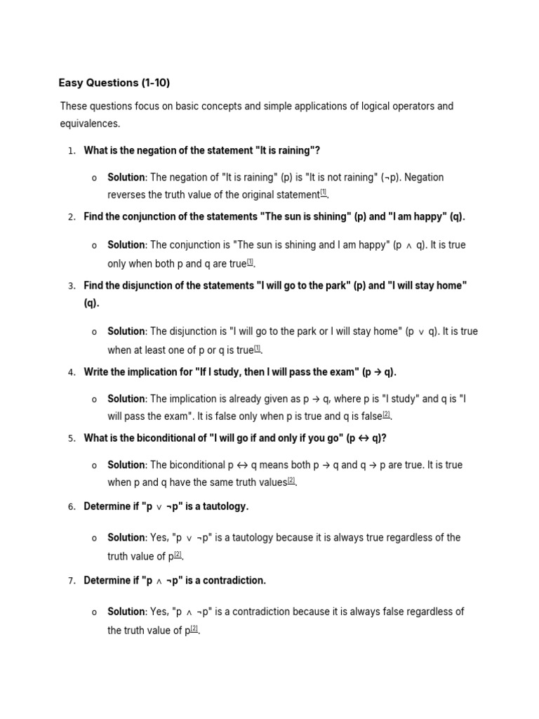 Logicalporposition - 35 Practice Question With Solution | PDF | If And Only If | Syntax (Logic)