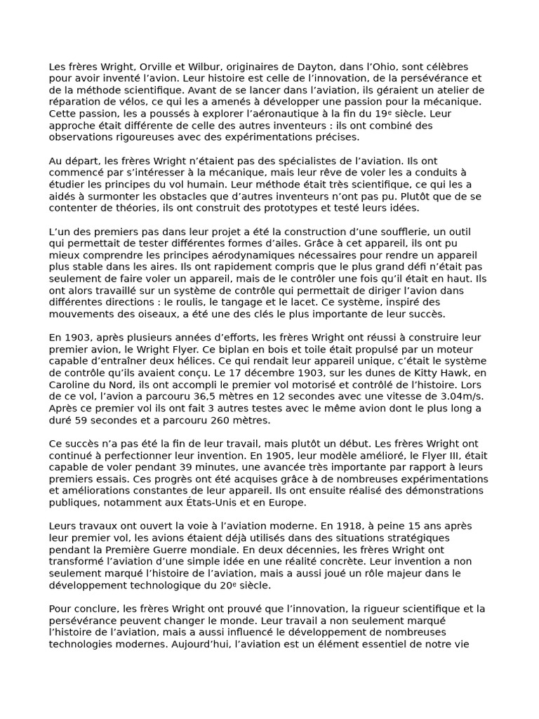 Les frères Wright : pionniers de l'aviation | PDF | Les frères Wright ...