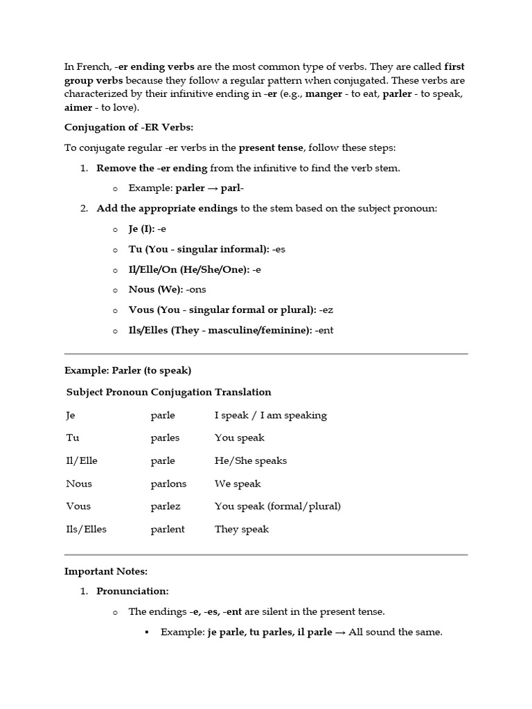 Er Ending Verbs 2 | PDF