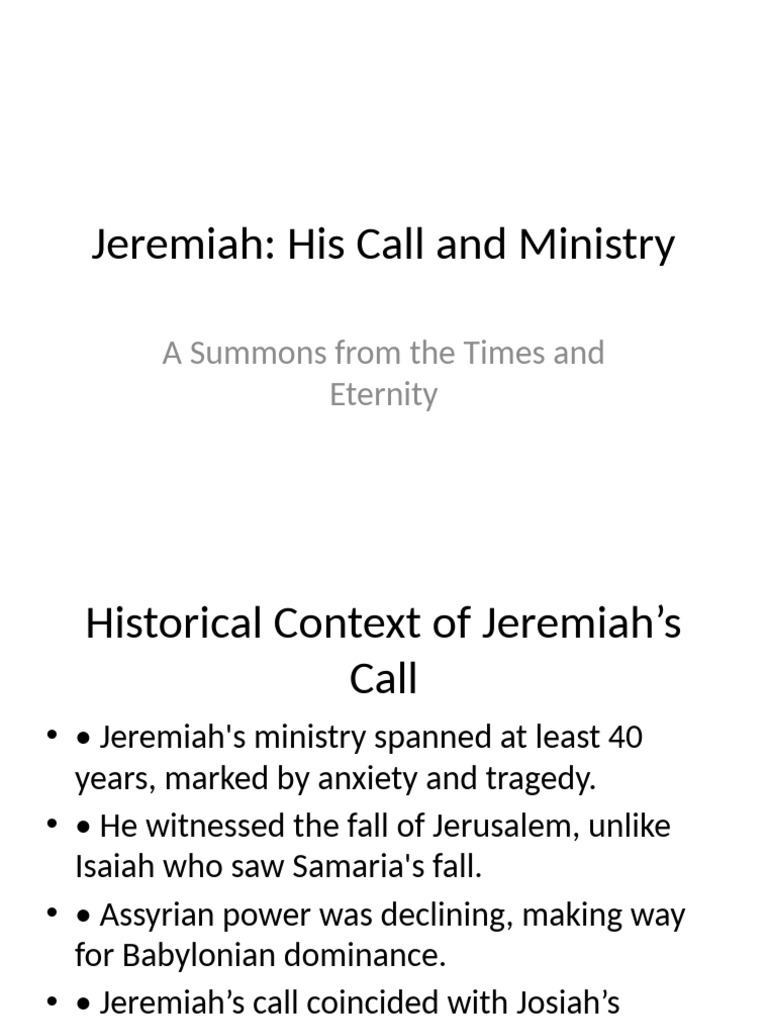 Jeremiah's Call and Prophetic Ministry | PDF