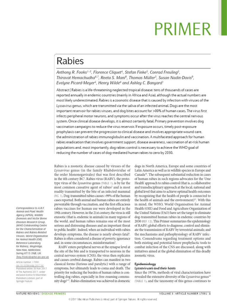 NRDP 201791 | PDF | Rabies | Animals And Humans