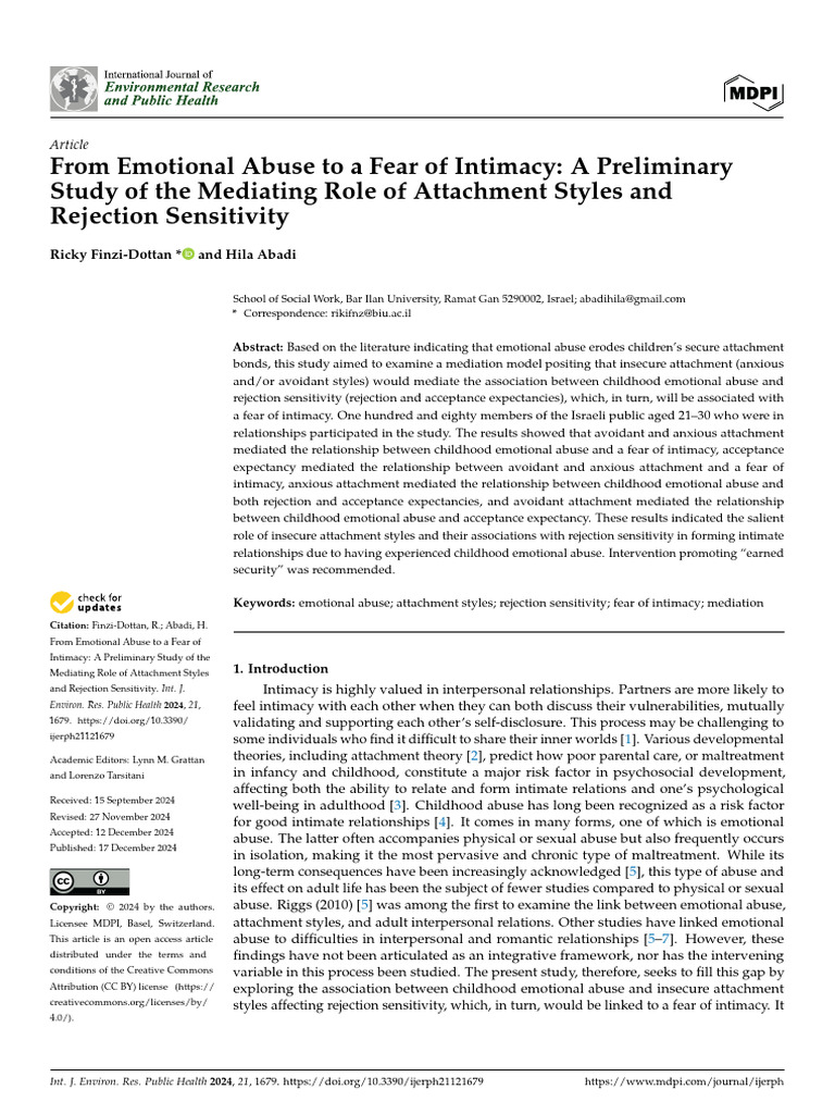 Emotional Abuse and Fear of Intimacy Study | PDF | Attachment Theory ...