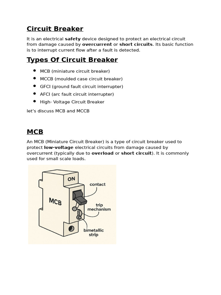 Types of Circuit Breakers Explained | PDF
