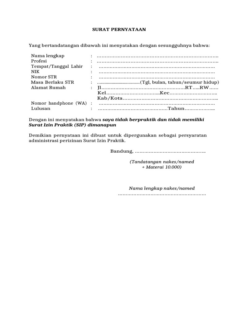 2024-11-04 KHEi SURAT PERNYATAAN TIDAK MEMILIKI SIP | PDF