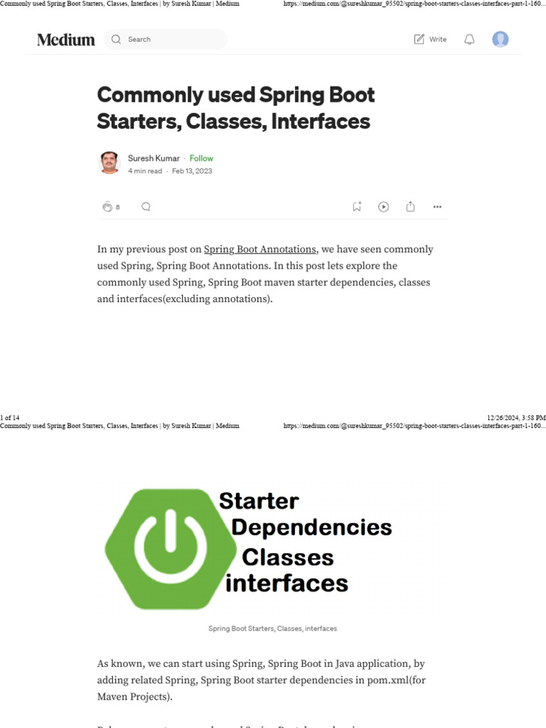 Commonly Used Spring Boot Starters, Classes, Interfaces - by Suresh ...