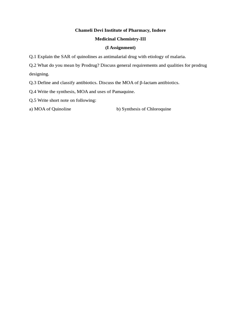Pamaquine: Synthesis and MOA Overview | PDF