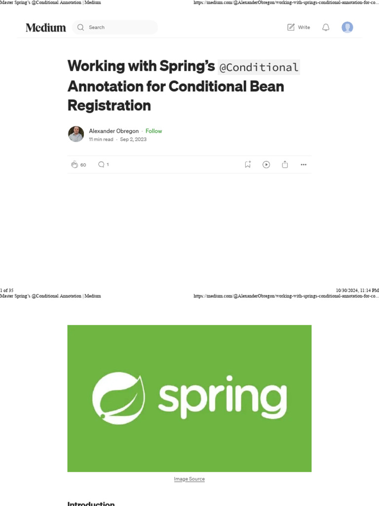 Master Spring's @conditional Annotation - Medium | PDF | Spring Framework | Boolean Data Type