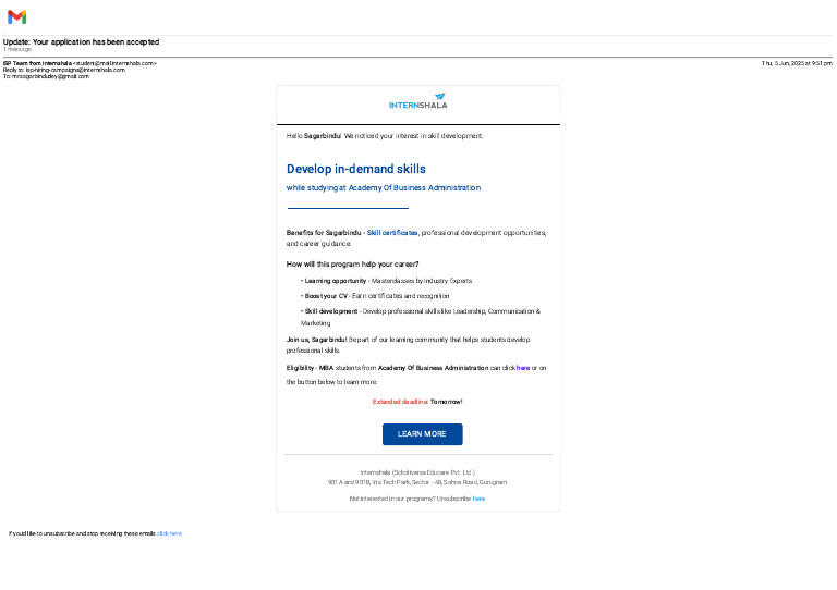Gmail - Update - Your Application Has Been Accepted | PDF