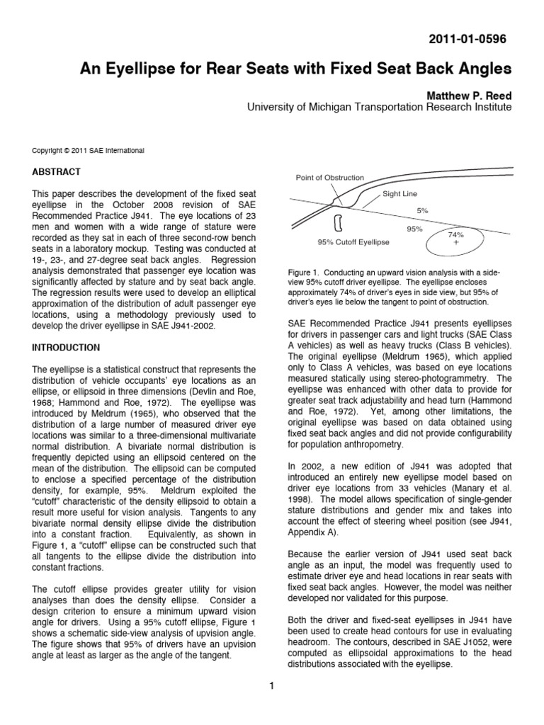 An Eyellipse For Rear Seats With Fixed Seat Back Angles | PDF | Errors ...