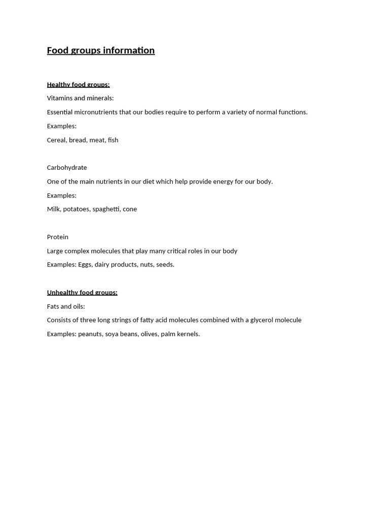 Food Groups Information Ameera | PDF