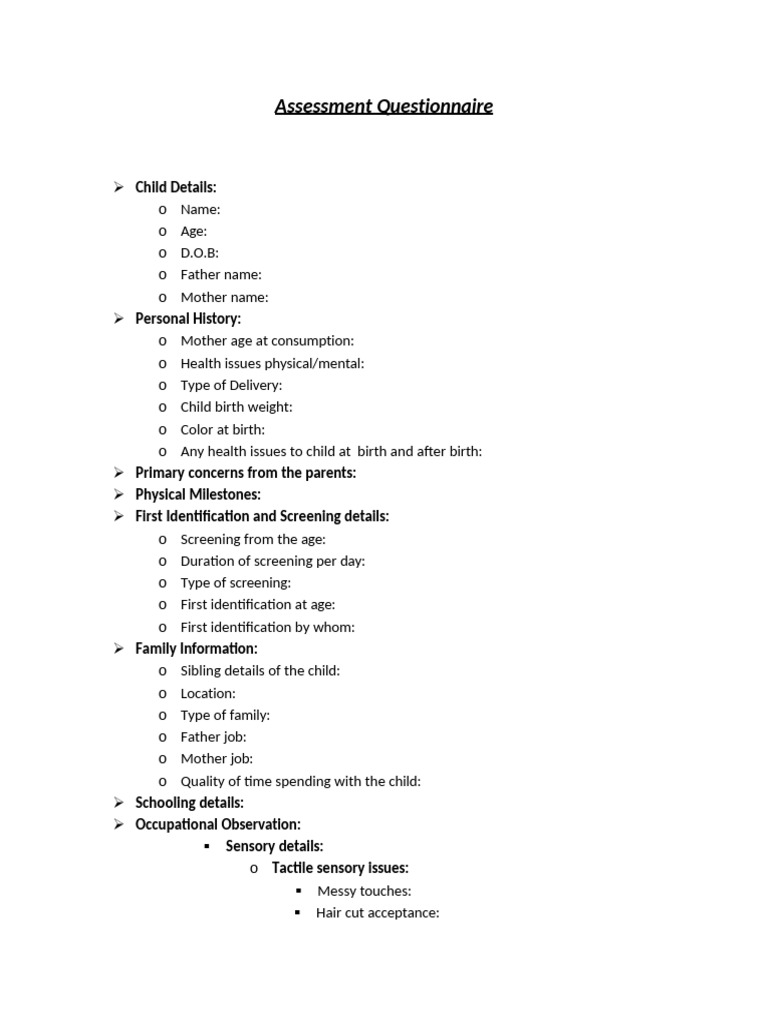 Assessment Questionnaire (1) | PDF | Emotions | Fear