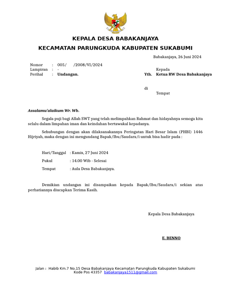 Undangan Peringatan PHBI 1446 Hijriyah | PDF