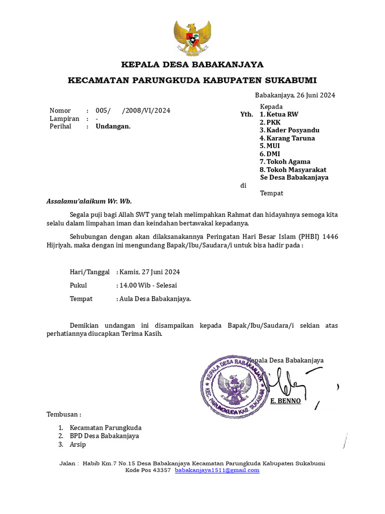 Undangan PHBI Babakanjaya | PDF