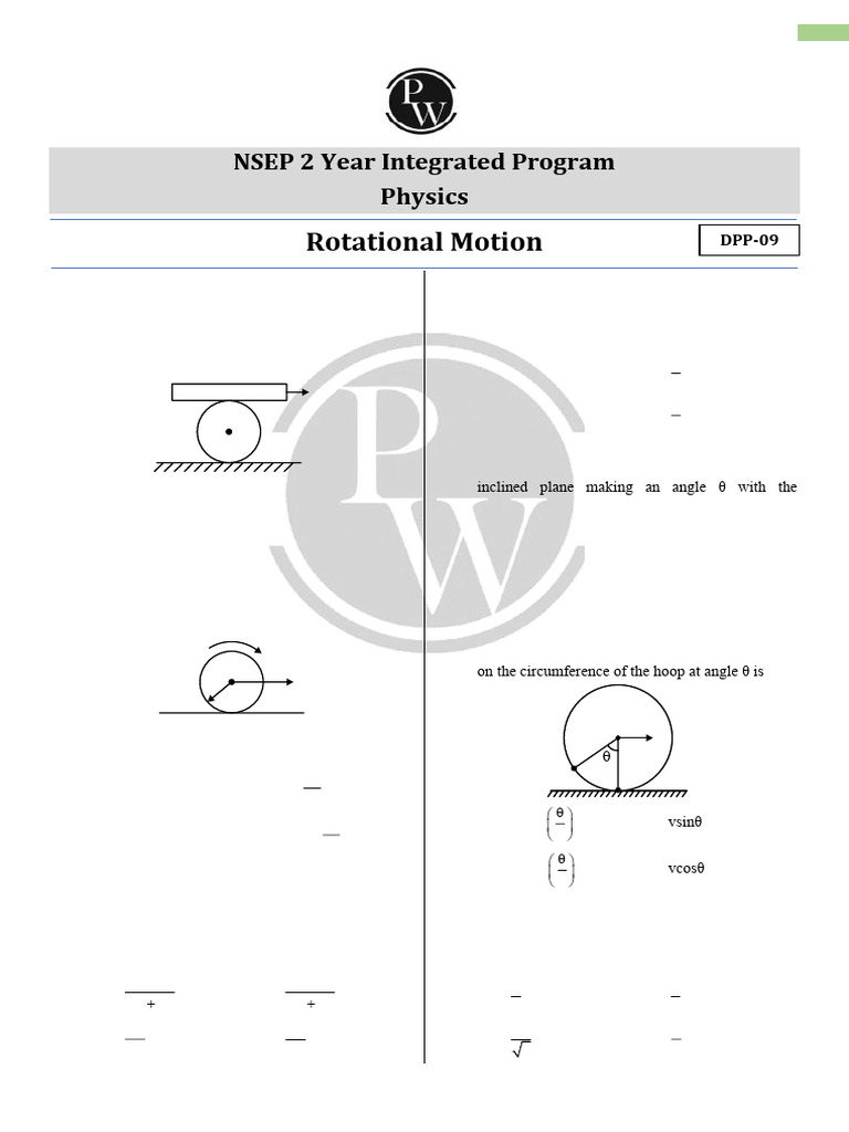 6734992f652279cb4aa3721d - ## - Rotational Motion - DPP 09 (Of Lec 14) - NSEP 2 Year Integrated ...