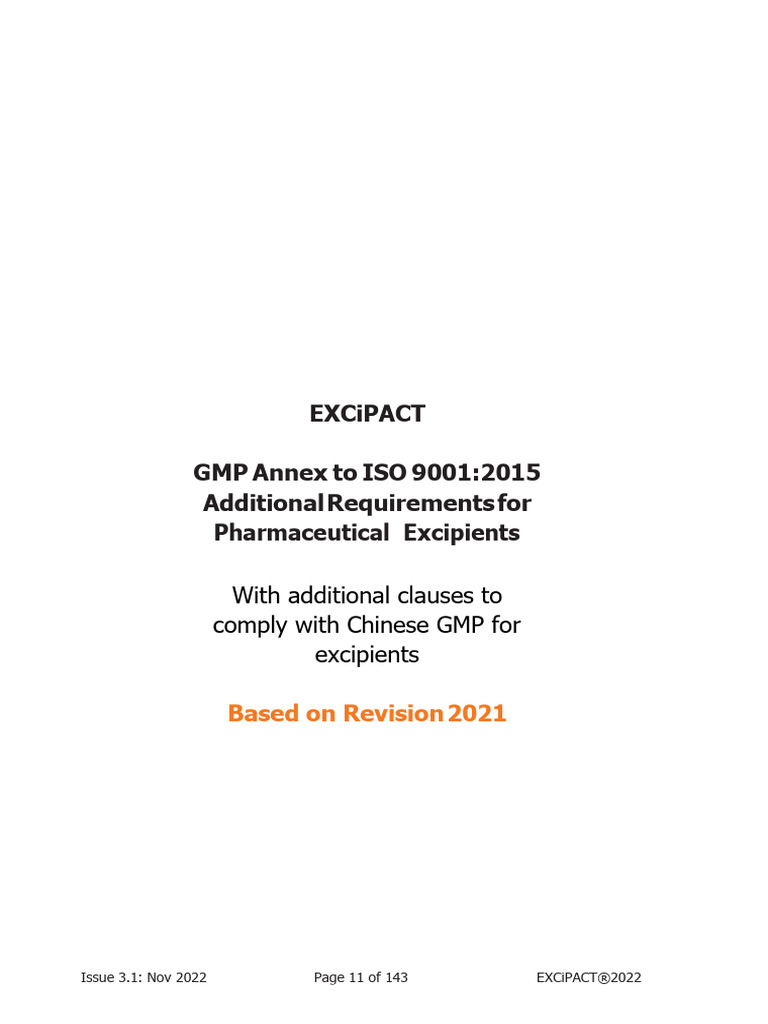 EXCiPACT Chinese MP Annex - English Version | PDF | Quality Management ...